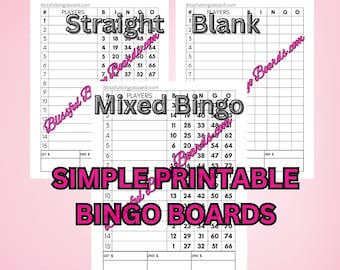 Mixed, Straight, Blank Bingo Boards, 15 Player Printable and Ready to ...