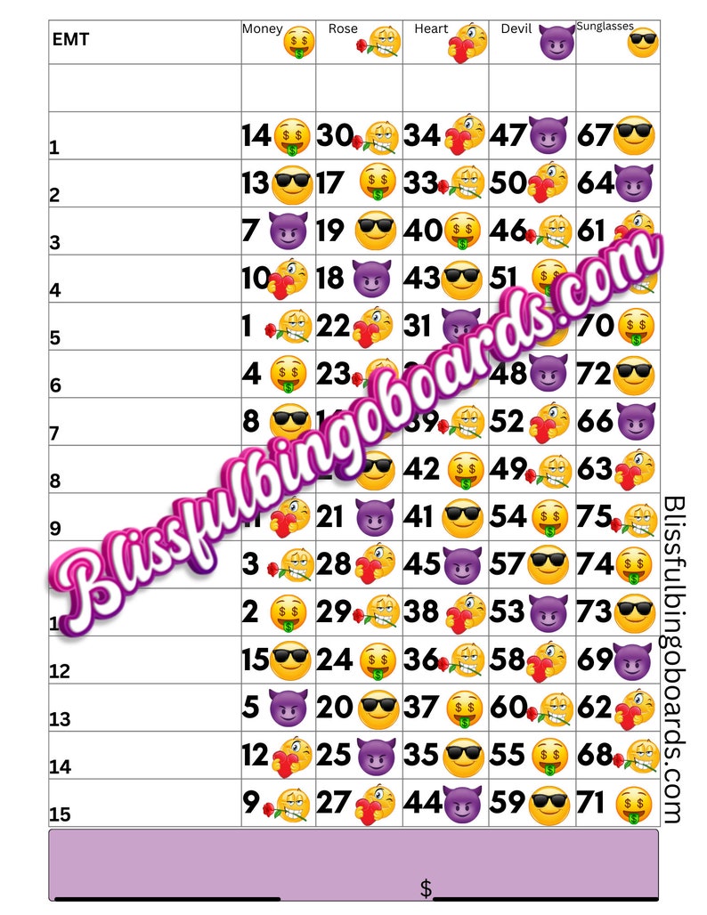 Emoji Bingo Board 1 Mixed, Blank Sheets Printable and Ready to Print - Etsy