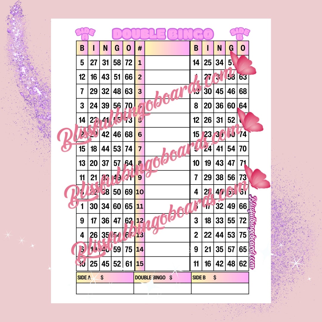Double Bingo Board Single PDF double Page Bingo mixed Numbers ready to ...
