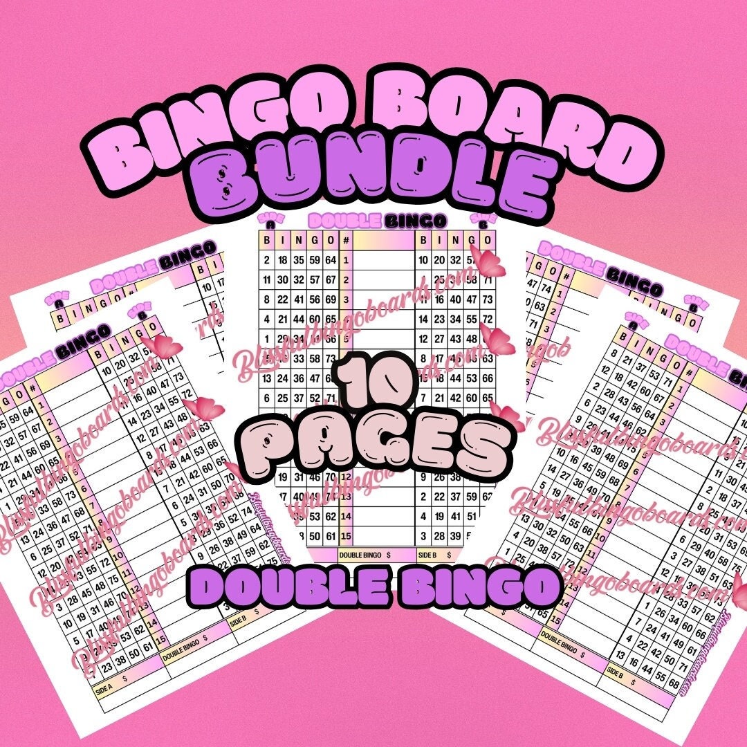 Double Bingo Board Bundle 10 Comes With 10 Pages Printable and Ready to ...