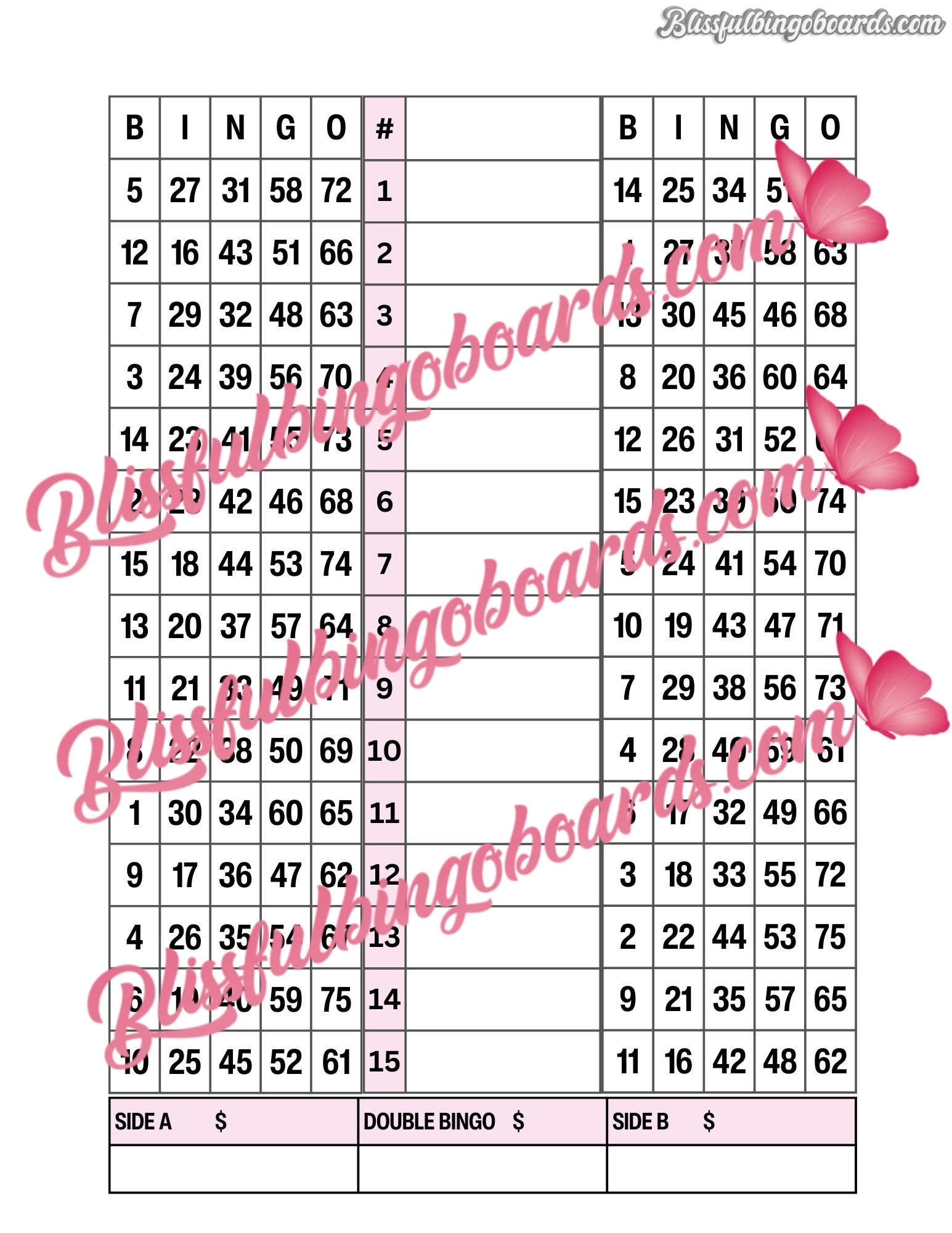 Double Bingo Board Single PDF double Page Bingo mixed Numbers ready to ...