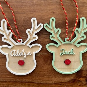 Personalised Christmas Reindeer Ornament: Handmade Wood and Acrylic ...