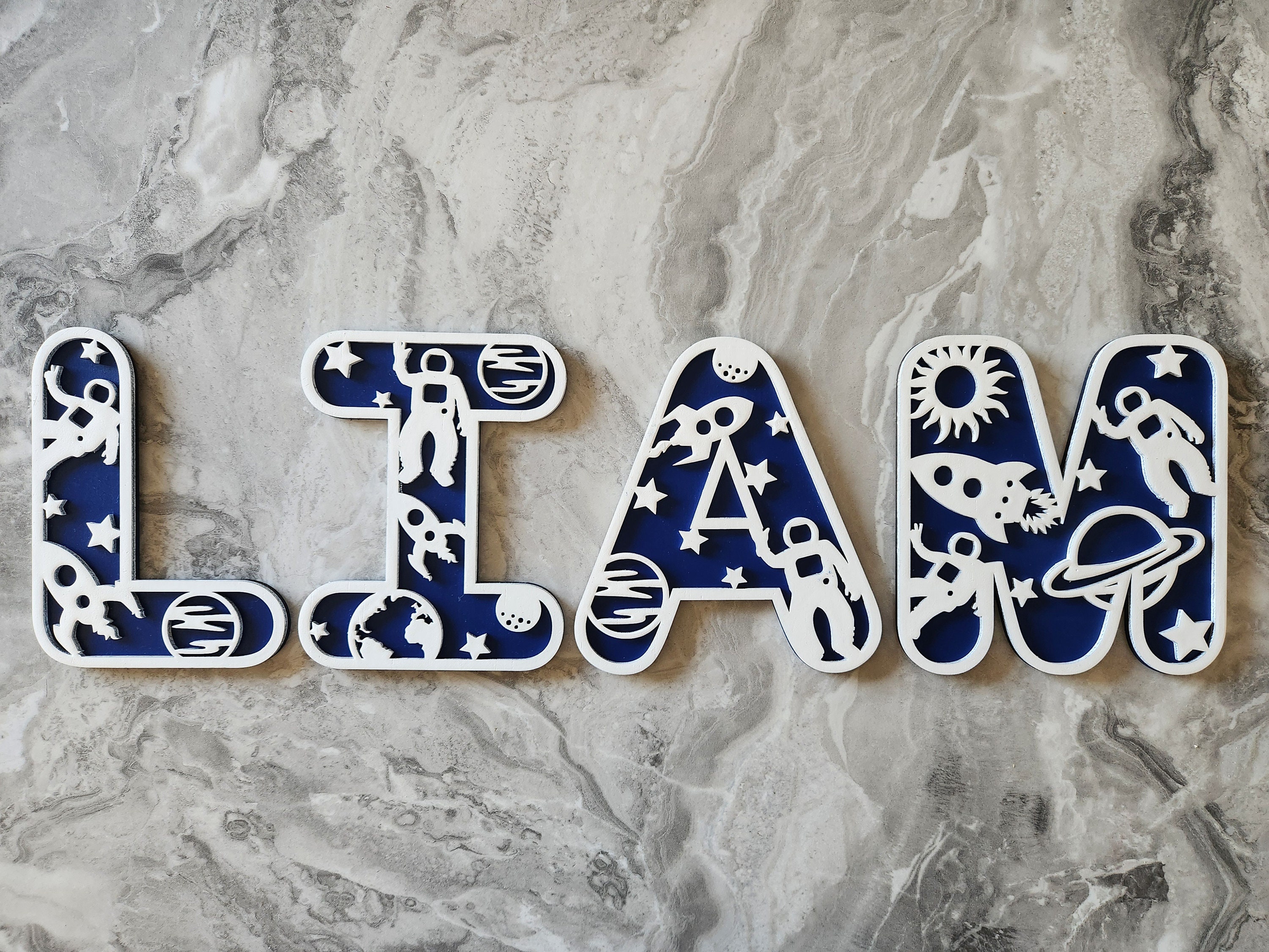 Wooden Space Theme Letters I Space Theme Children's Name Sign - Etsy