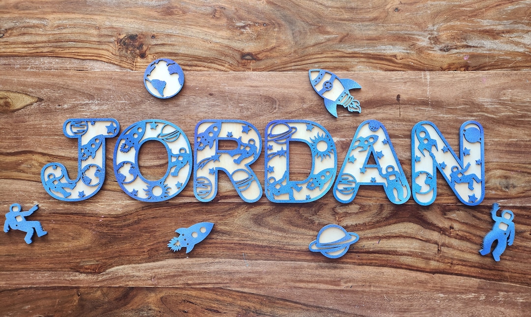 Wooden Space Theme Letters I Space Theme Children's Name Sign - Etsy