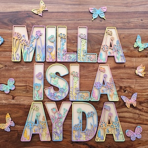 Floral Rainbow Name Sign | Children's Bedroom Wall Decor | Ombrè Floral ...