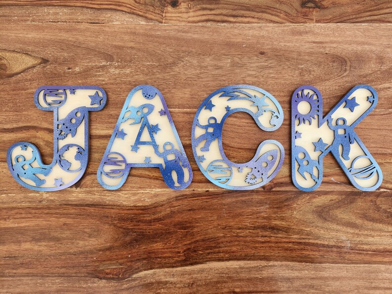 Wooden Space Theme Letters I Space Theme Children's Name Sign - Etsy