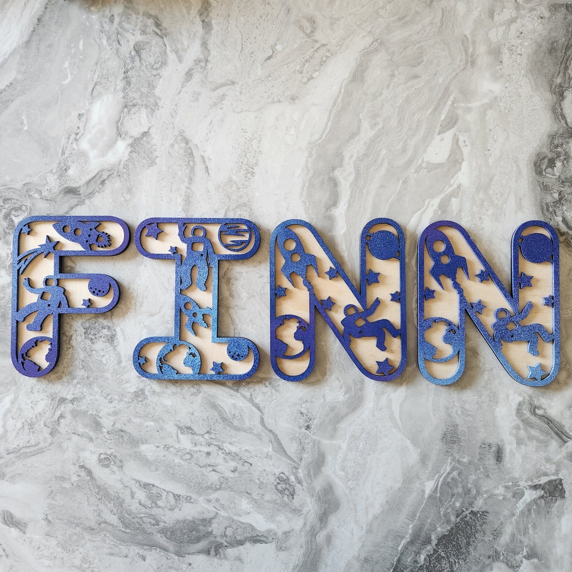 Wooden Space Theme Letters I Space Theme Children's Name Sign - Etsy