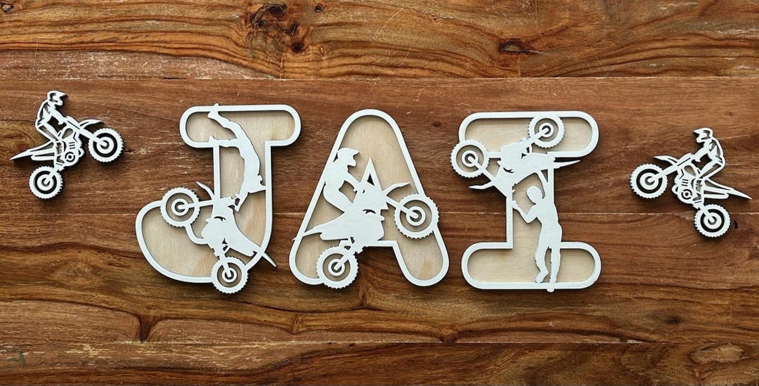 Handmade Motorbike Name Sign: Wooden Children's Room Decor - Etsy Australia