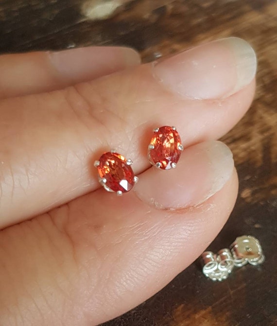 Orange sapphire stud earrings store