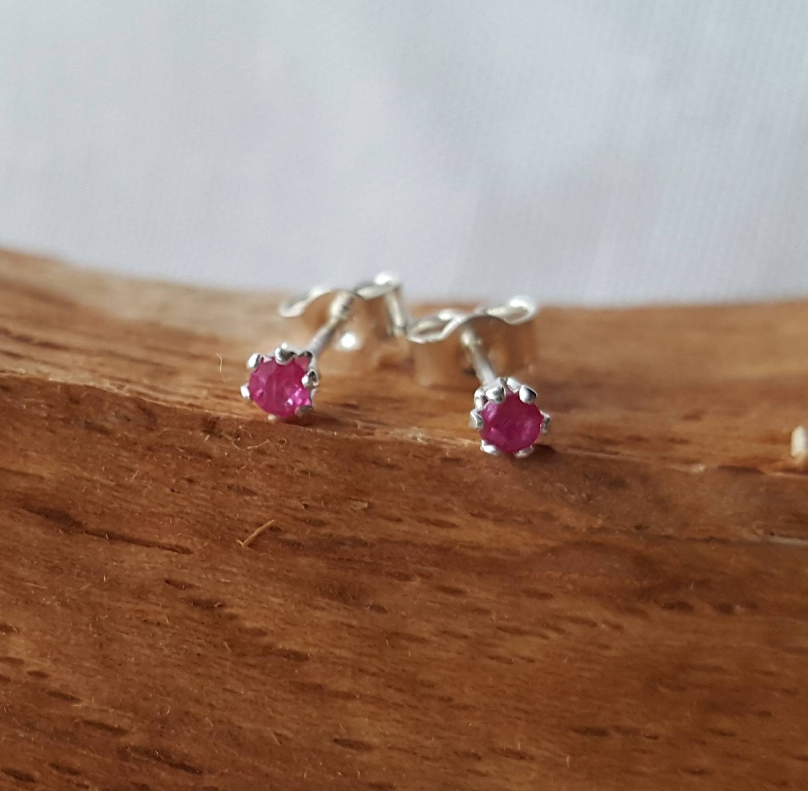 Tiny Ruby Earrings. Natural Ruby Sterling Silver Stud | Etsy UK