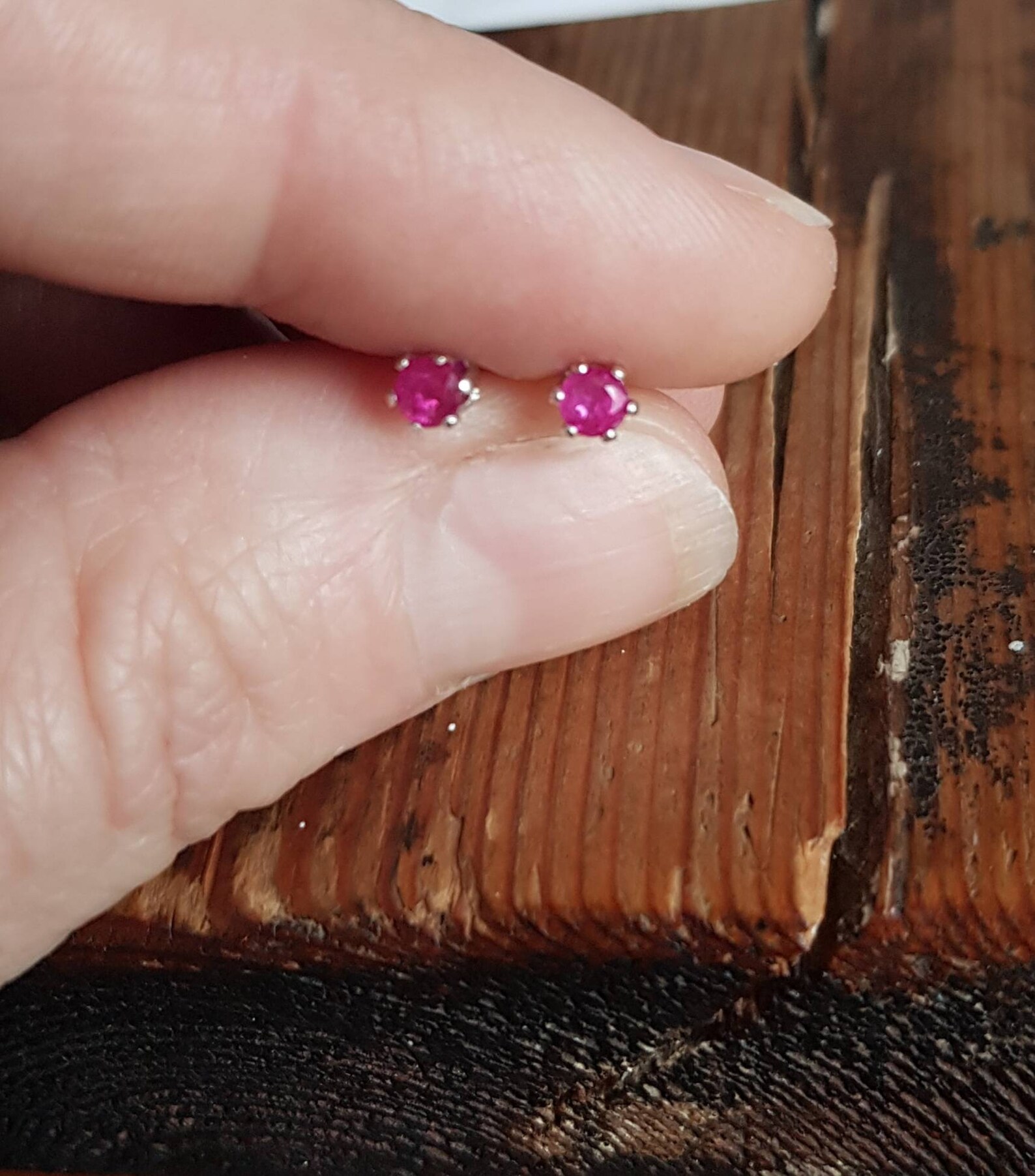 Tiny Ruby Earrings. Natural Ruby Sterling Silver Stud | Etsy UK