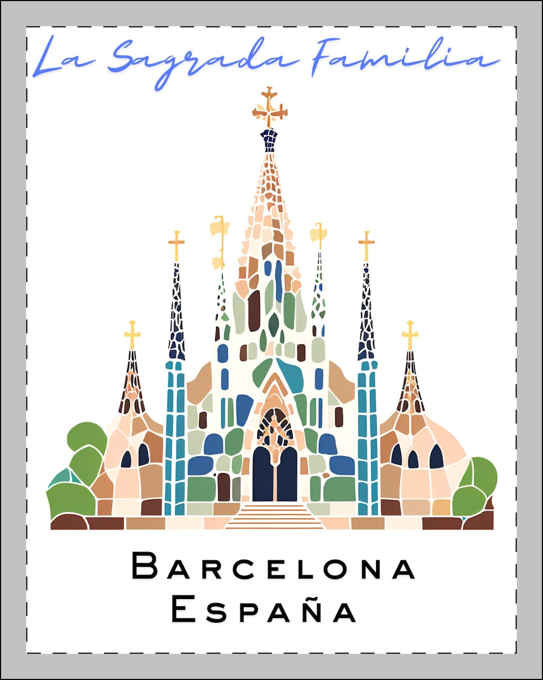 La Sagrada Familia Famous Cathedral in Spain by Gaudí Framed Poster ...