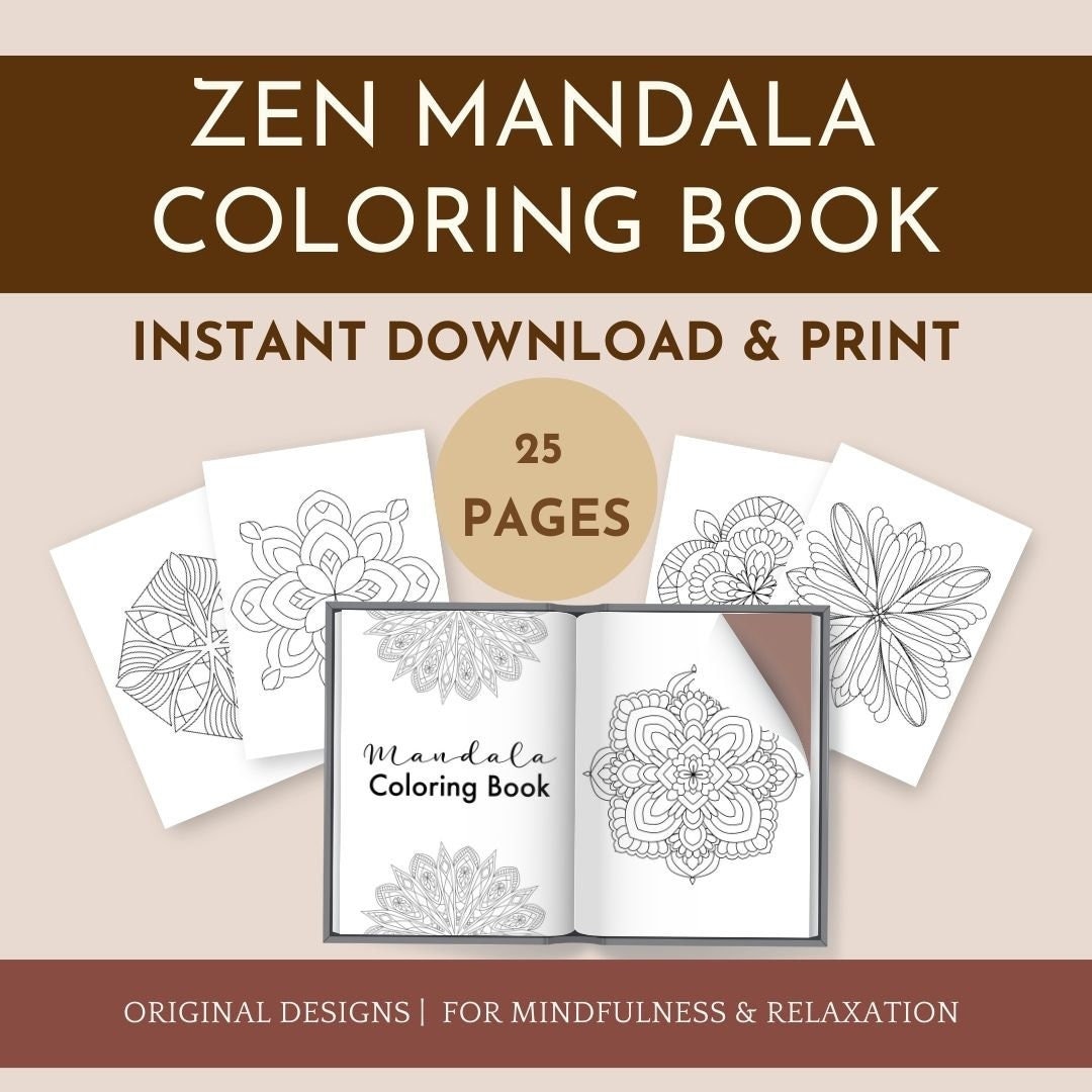 Zen Mandala Coloring Book - Colouring Pages for Mindfulness, Relaxation ...