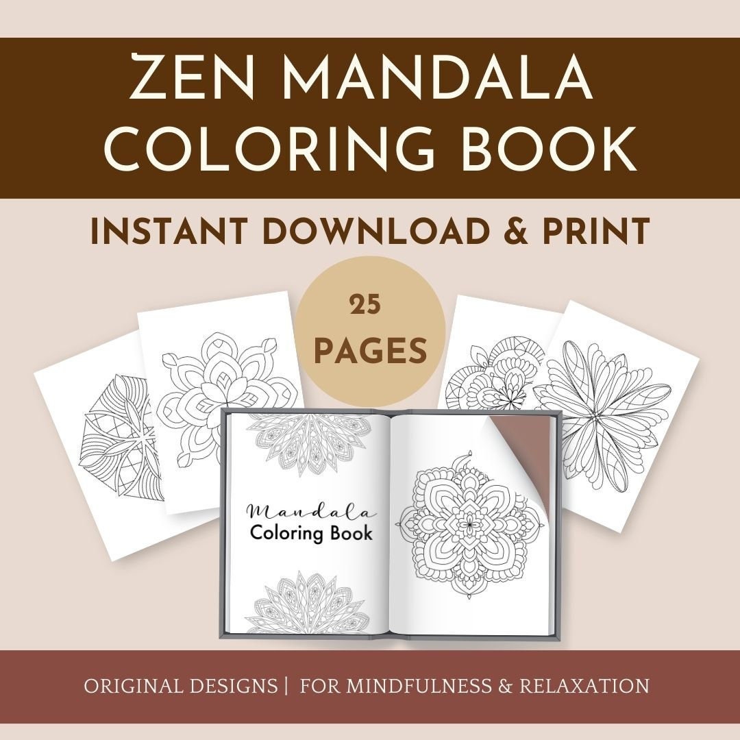 Zen Mandala Coloring Book - Colouring Pages for Mindfulness, Relaxation ...