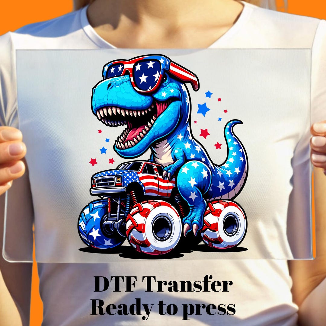 4th of July Dinosaur Ready to Press, Amerisaurus Rex DTF Transfer, Bulk ...