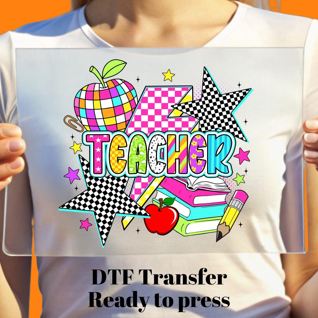 Retro Teacher DTF Transfer, Trendy Teacher DTF Designs for Shirts ...