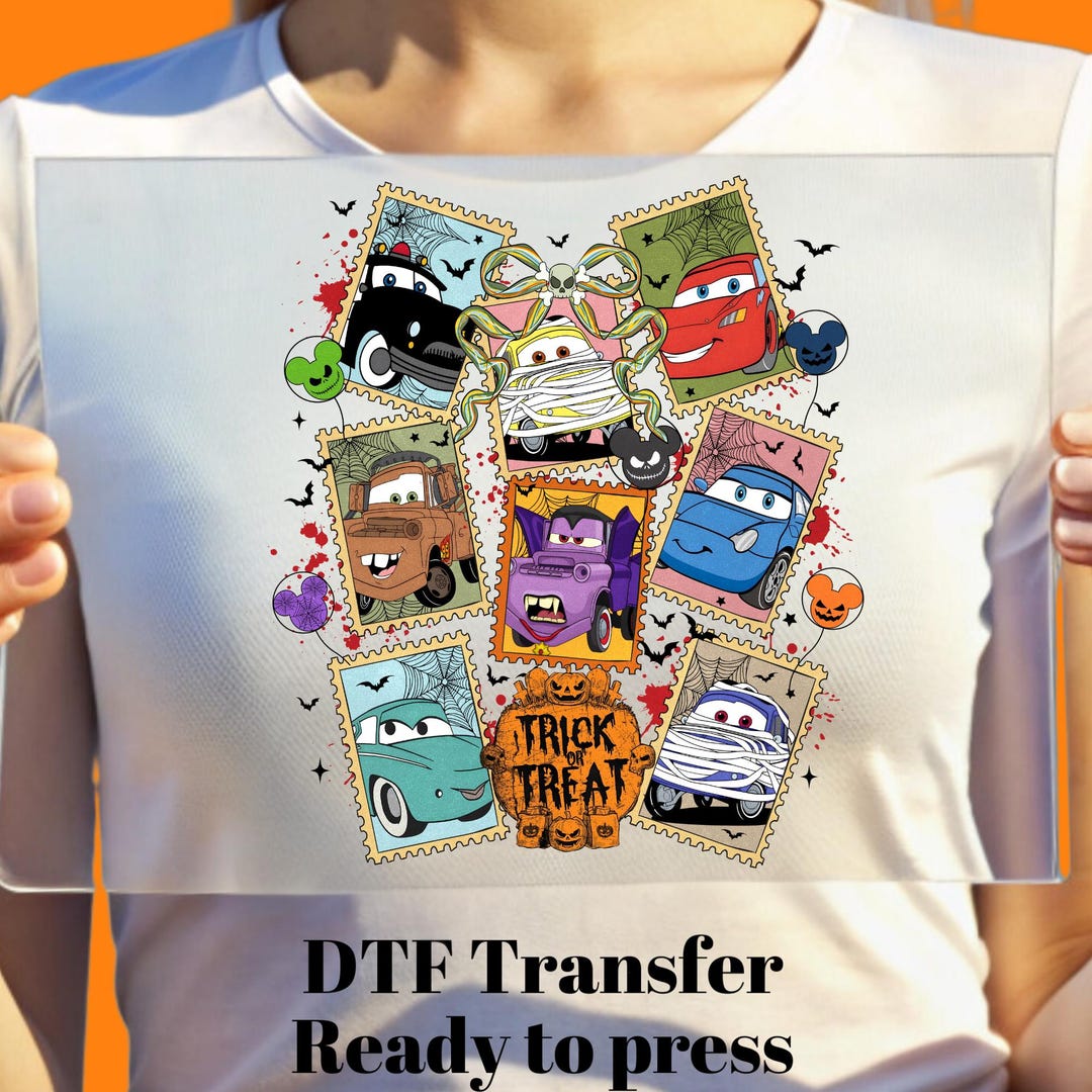 Disney Cars Halloween Ready to Press, Spooky Cartoon Cars DTF Transfer ...