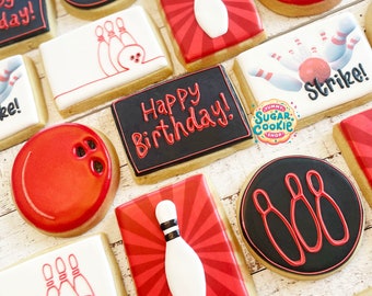 Bowling Theme Sugar Cookies Set of 12 Delicious Strikes - Etsy