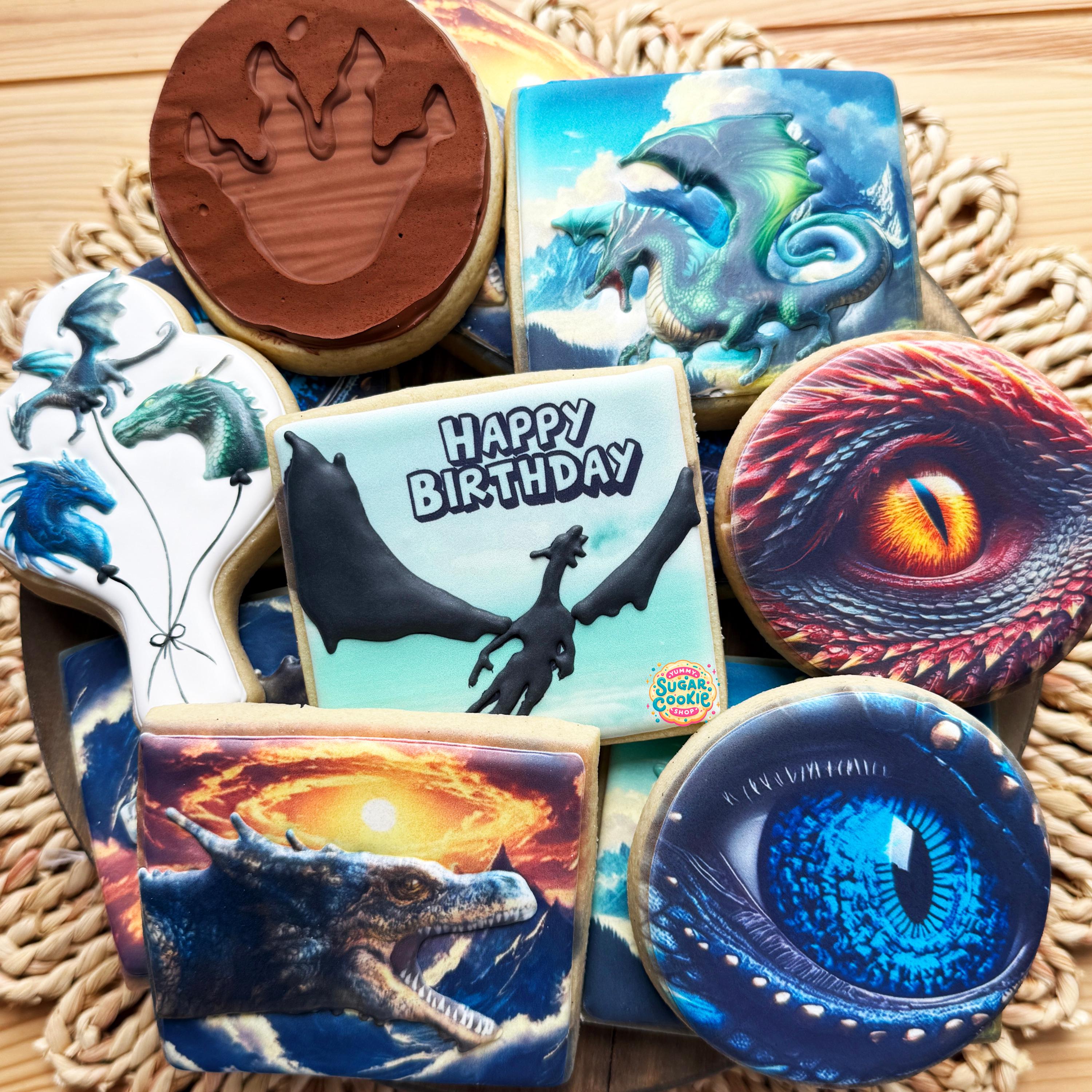 Dragon Birthday Sugar Cookies - Etsy