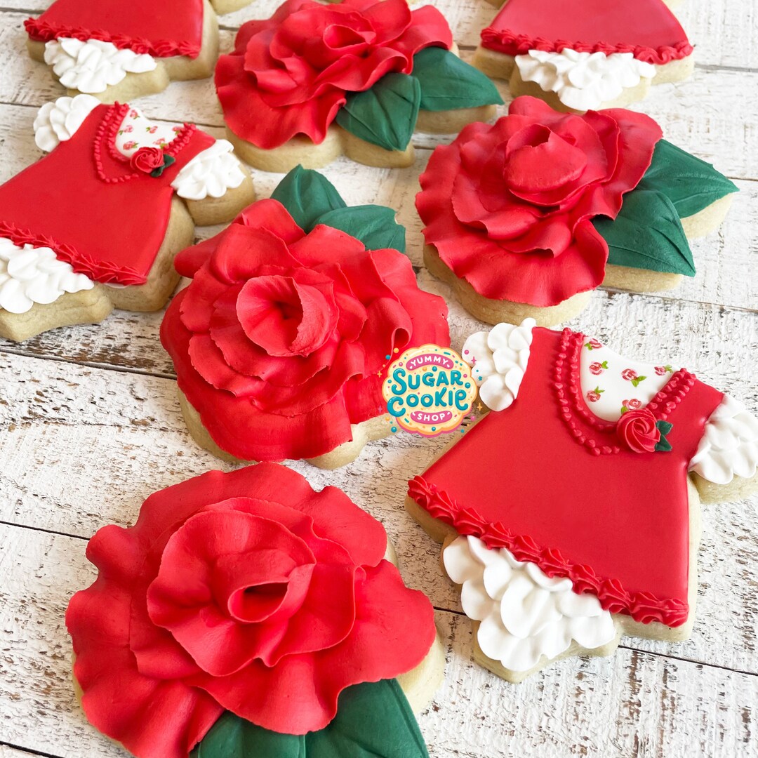 Red Rose Baby Sugar Cookies - Etsy