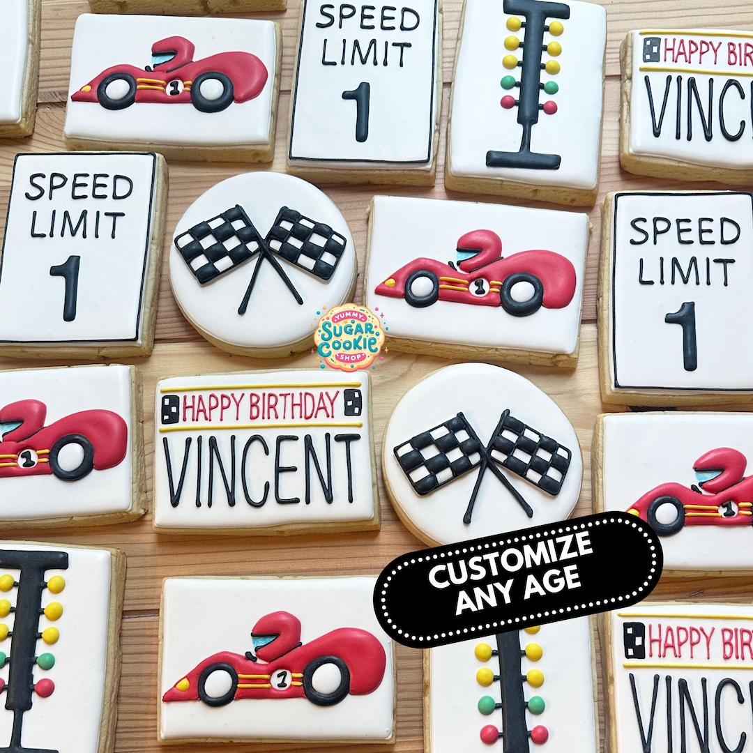 Race Car Birthday Sugar Cookies - Etsy