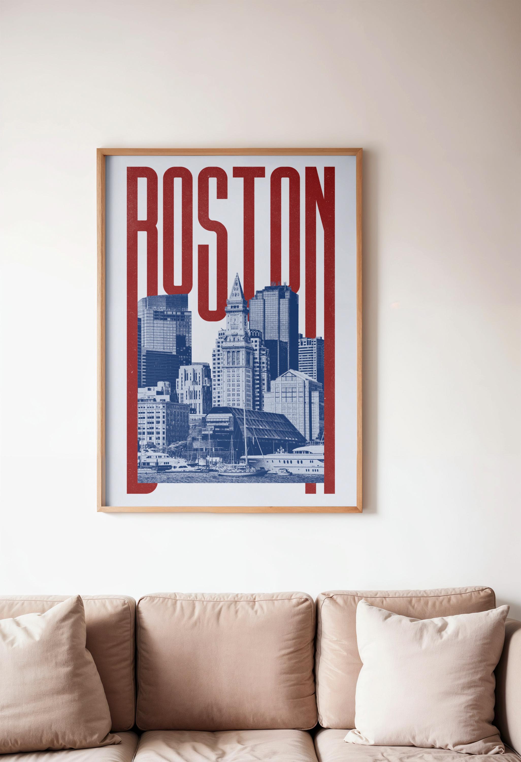 Boston Wall Art Print, Boston Poster, Boston Art Print, Boston Skyline ...