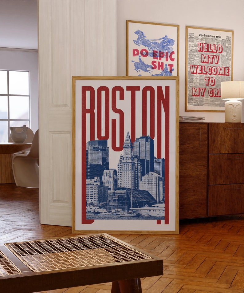 Boston Wall Art Print, Boston Poster, Boston Art Print, Boston Skyline ...