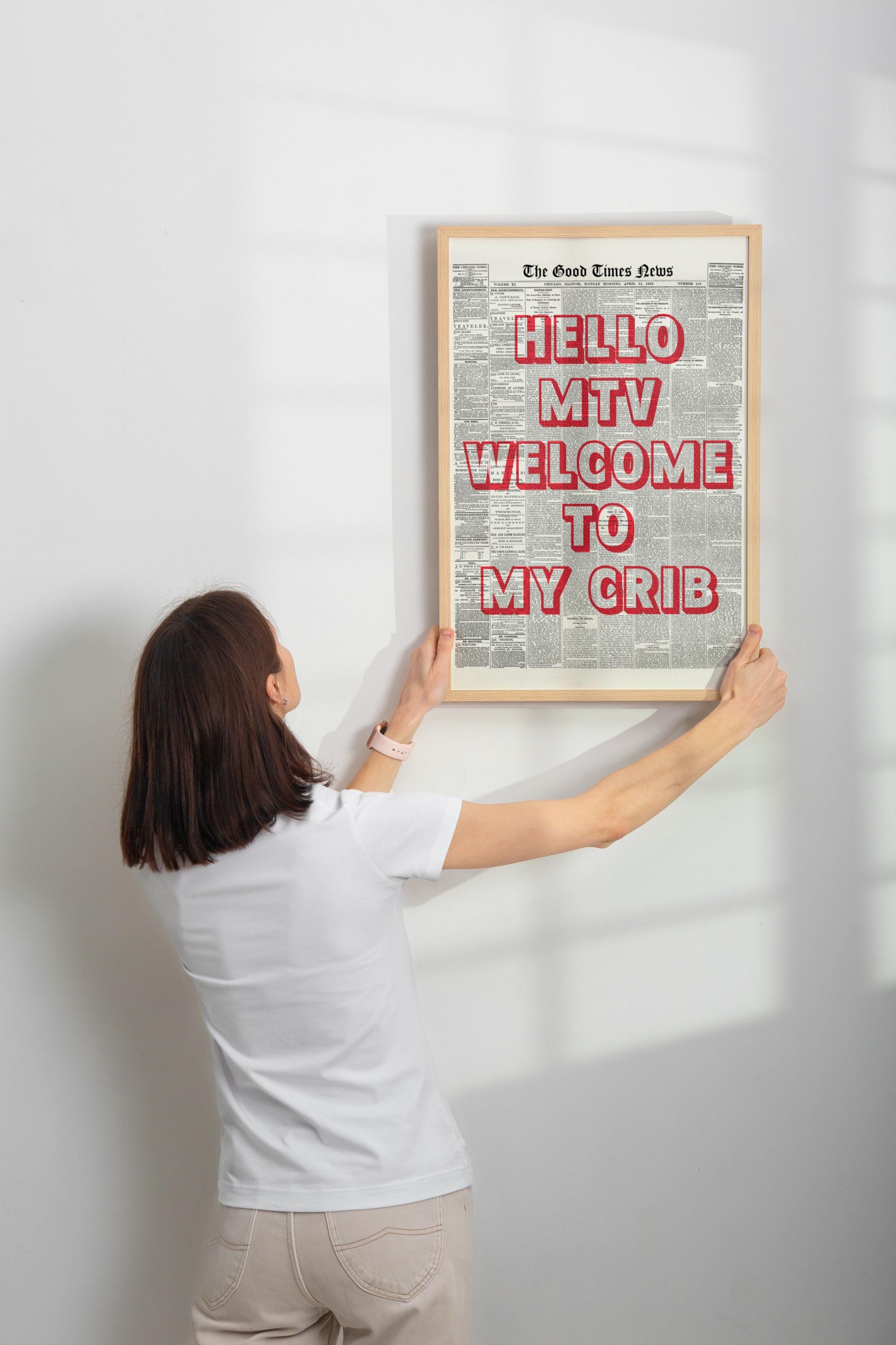 Hello MTV Newspaper Print: Retro Typography Poster (digital Download ...
