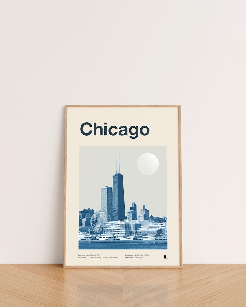 Chicago Wall Art Print, Chicago Poster, Chicago Art Print, Chicago ...