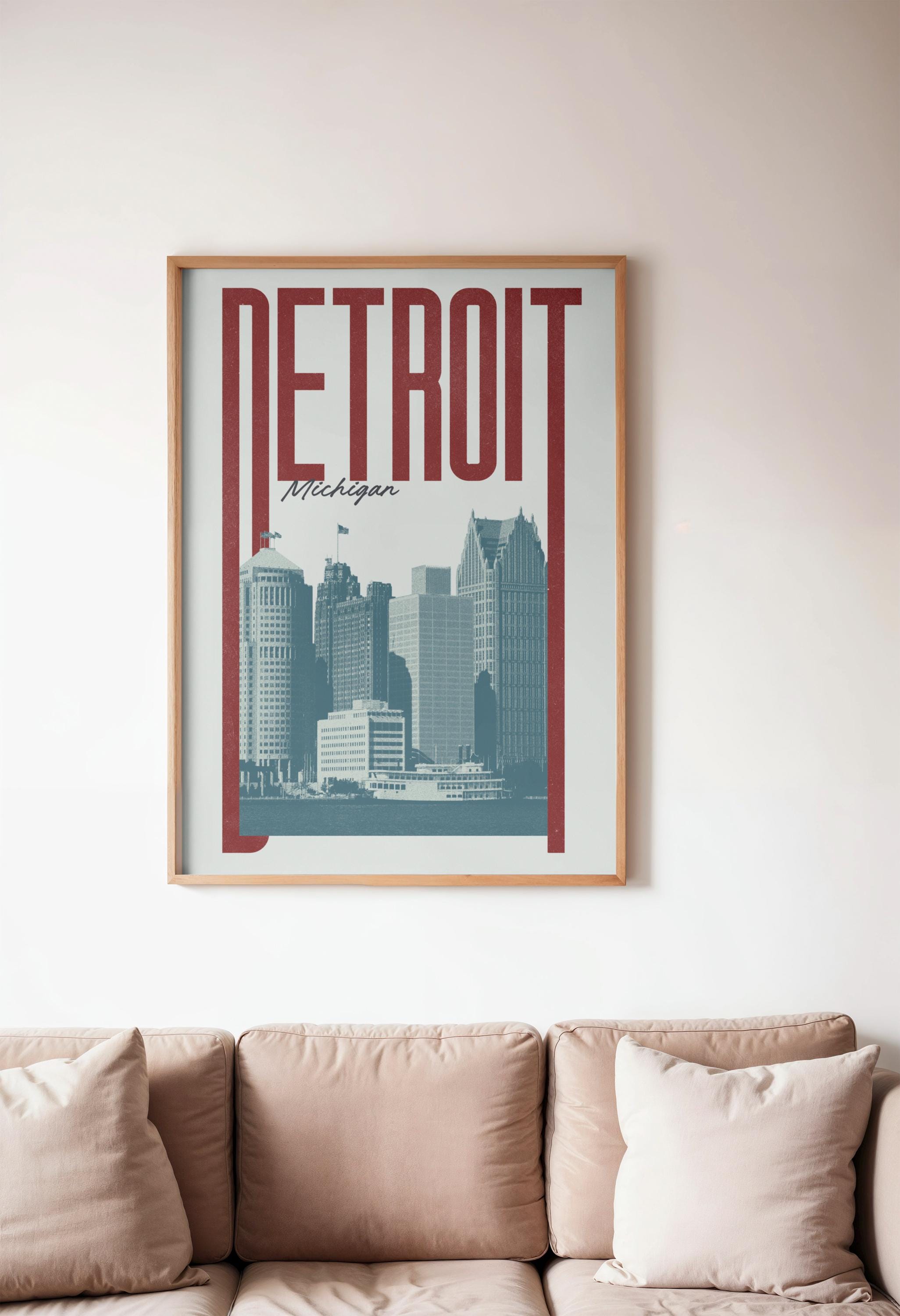 Detroit Wall Art Print, Detroit Poster, Detroit Art Print, Detroit ...