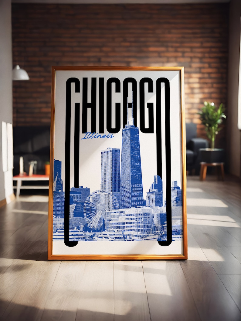 Chicago Wall Art Print, Chicago Poster, Chicago Art Print, Chicago ...