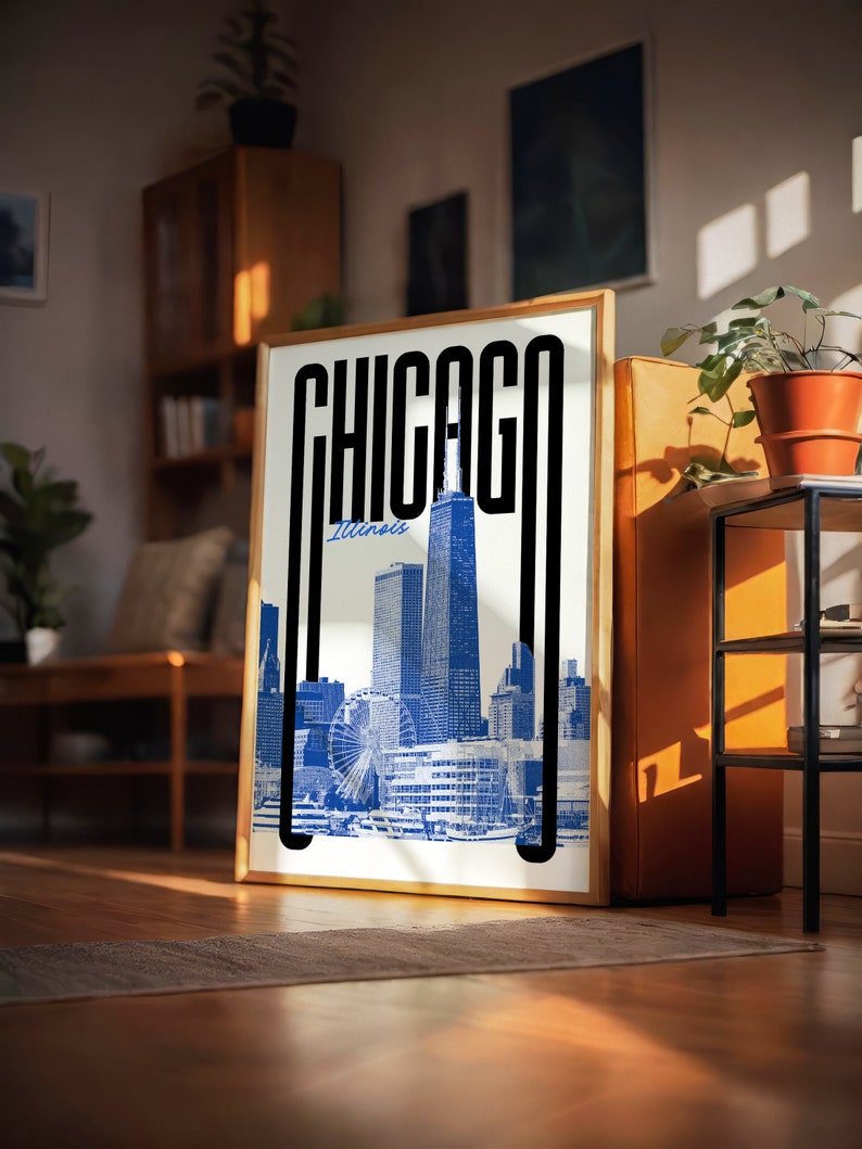 Chicago Wall Art Print, Chicago Poster, Chicago Art Print, Chicago ...