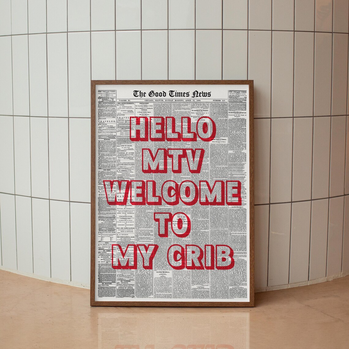 Hello MTV Newspaper Print: Retro Typography Poster (digital Download ...