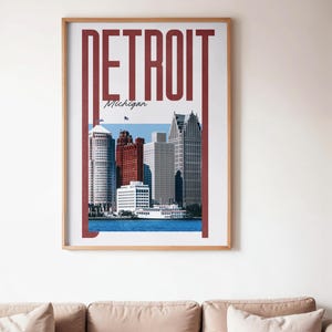 Detroit Wall Art Print, Detroit Poster, Detroit Art Print, Detroit ...