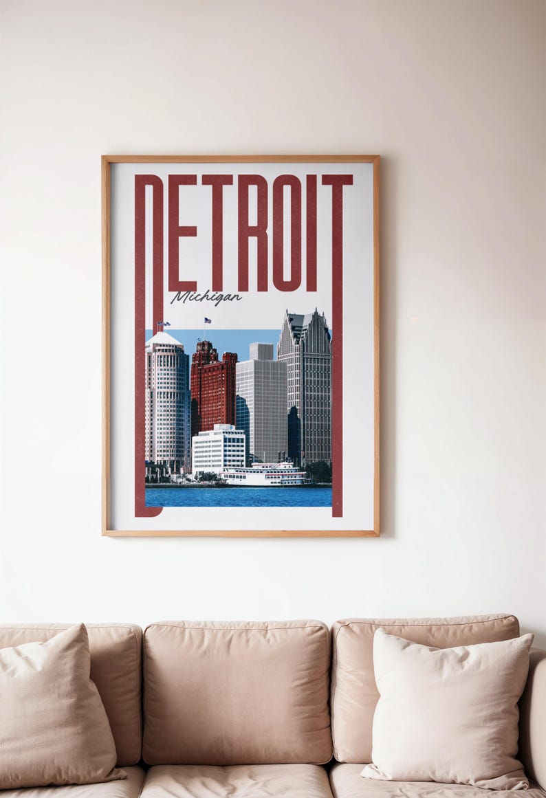 Detroit Wall Art Print, Detroit Poster, Detroit Art Print, Detroit ...