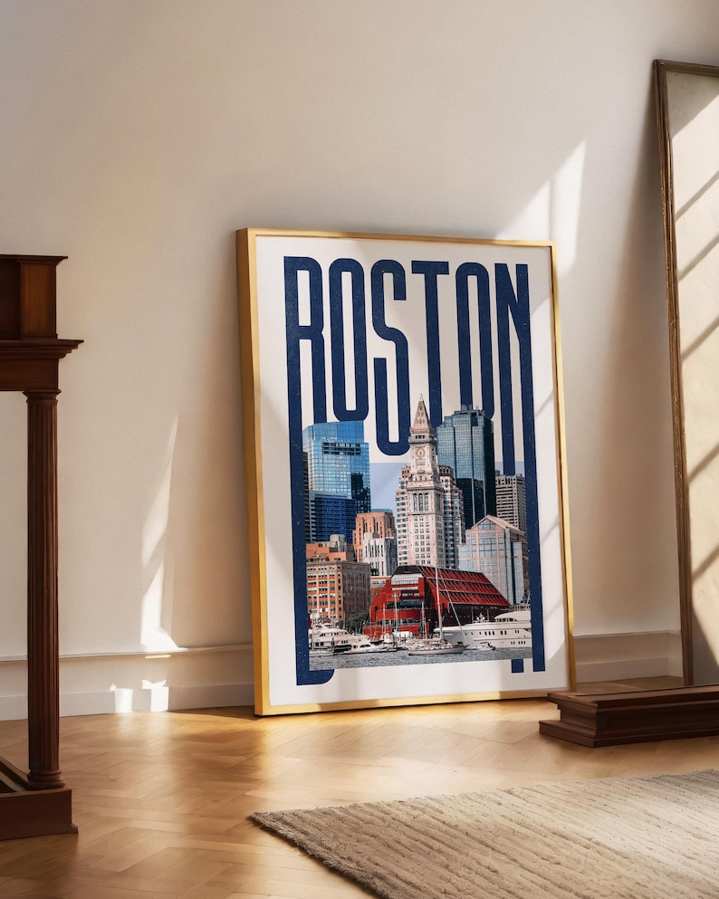 Boston Wall Art Print, Boston Poster, Boston Art Print, Boston Skyline ...