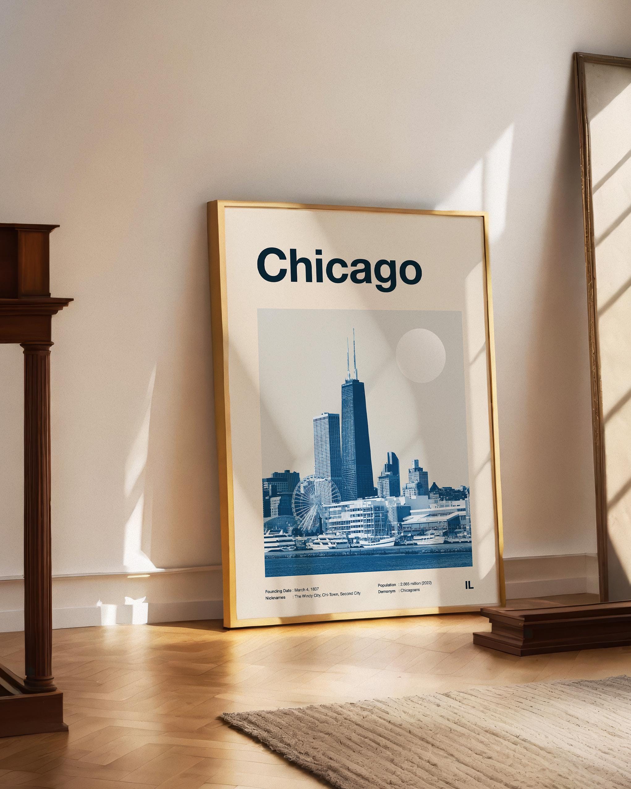Chicago Wall Art Print, Chicago Poster, Chicago Art Print, Chicago ...