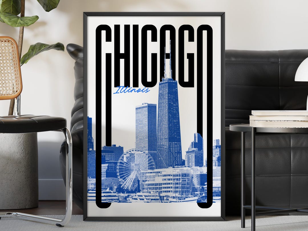 Chicago Wall Art Print, Chicago Poster, Chicago Art Print, Chicago ...
