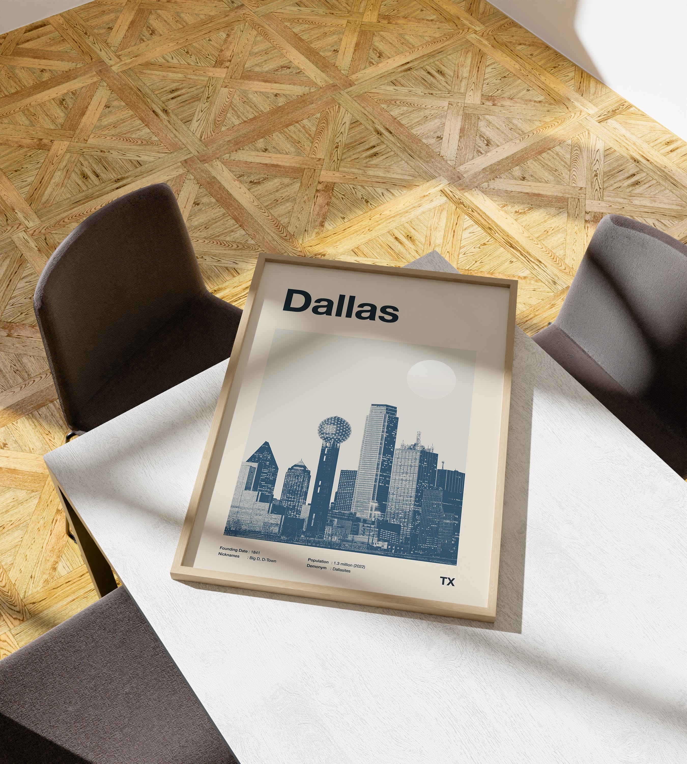 Dallas Wall Art Print, Dallas Poster, Dallas Art Print, Dallas Skyline ...