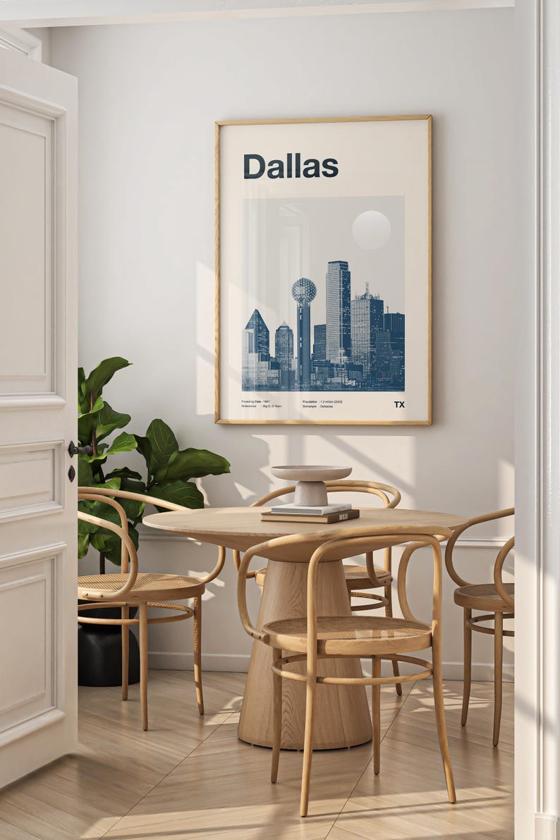 Dallas Wall Art Print, Dallas Poster, Dallas Art Print, Dallas Skyline ...