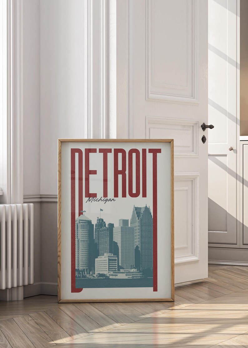 Detroit Wall Art Print, Detroit Poster, Detroit Art Print, Detroit ...