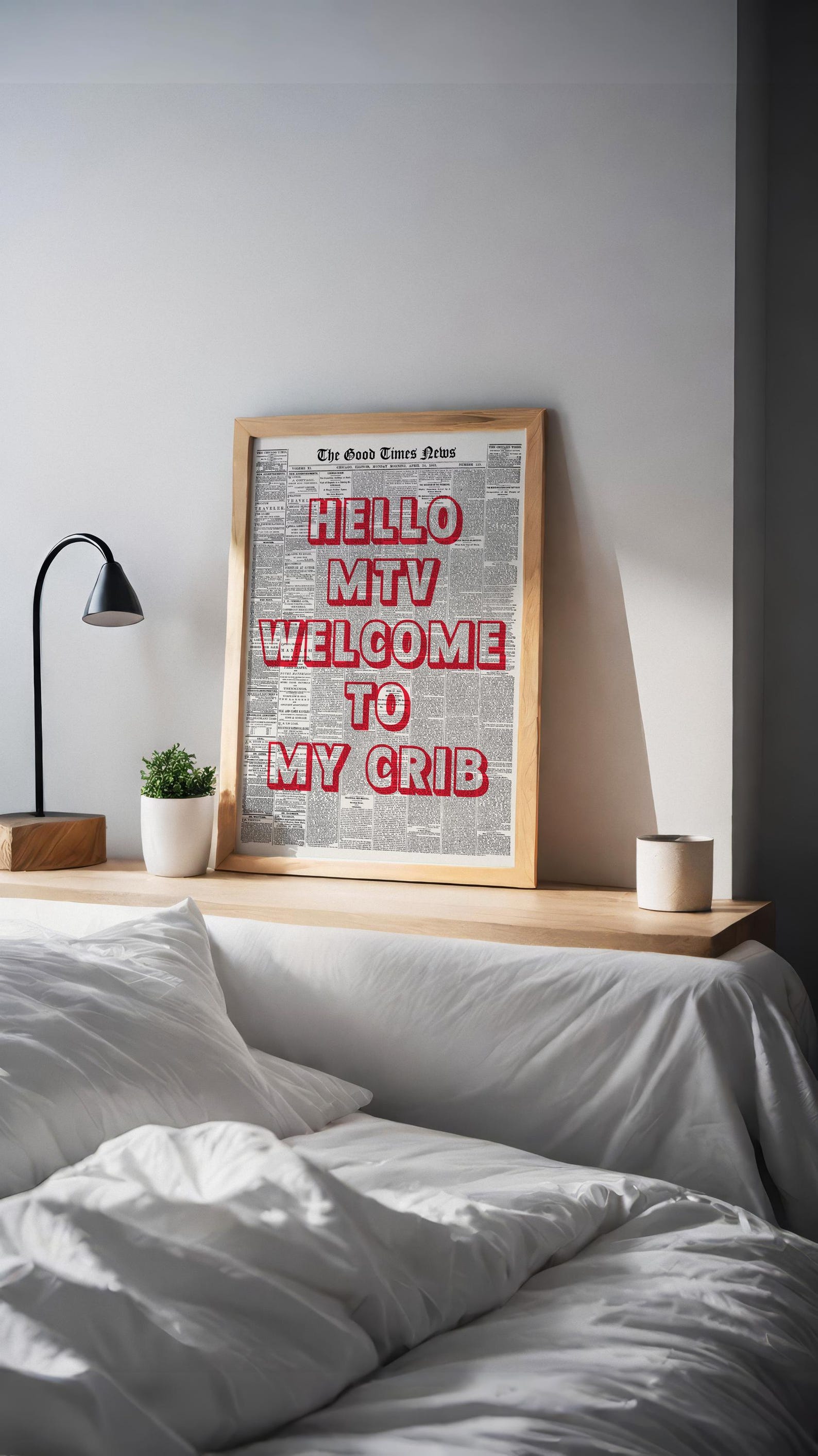 Hello MTV Newspaper Print: Retro Typography Poster (digital Download ...