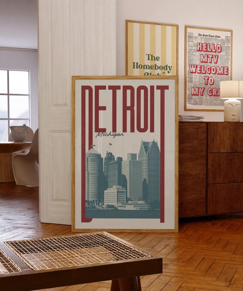 Detroit Wall Art Print, Detroit Poster, Detroit Art Print, Detroit ...