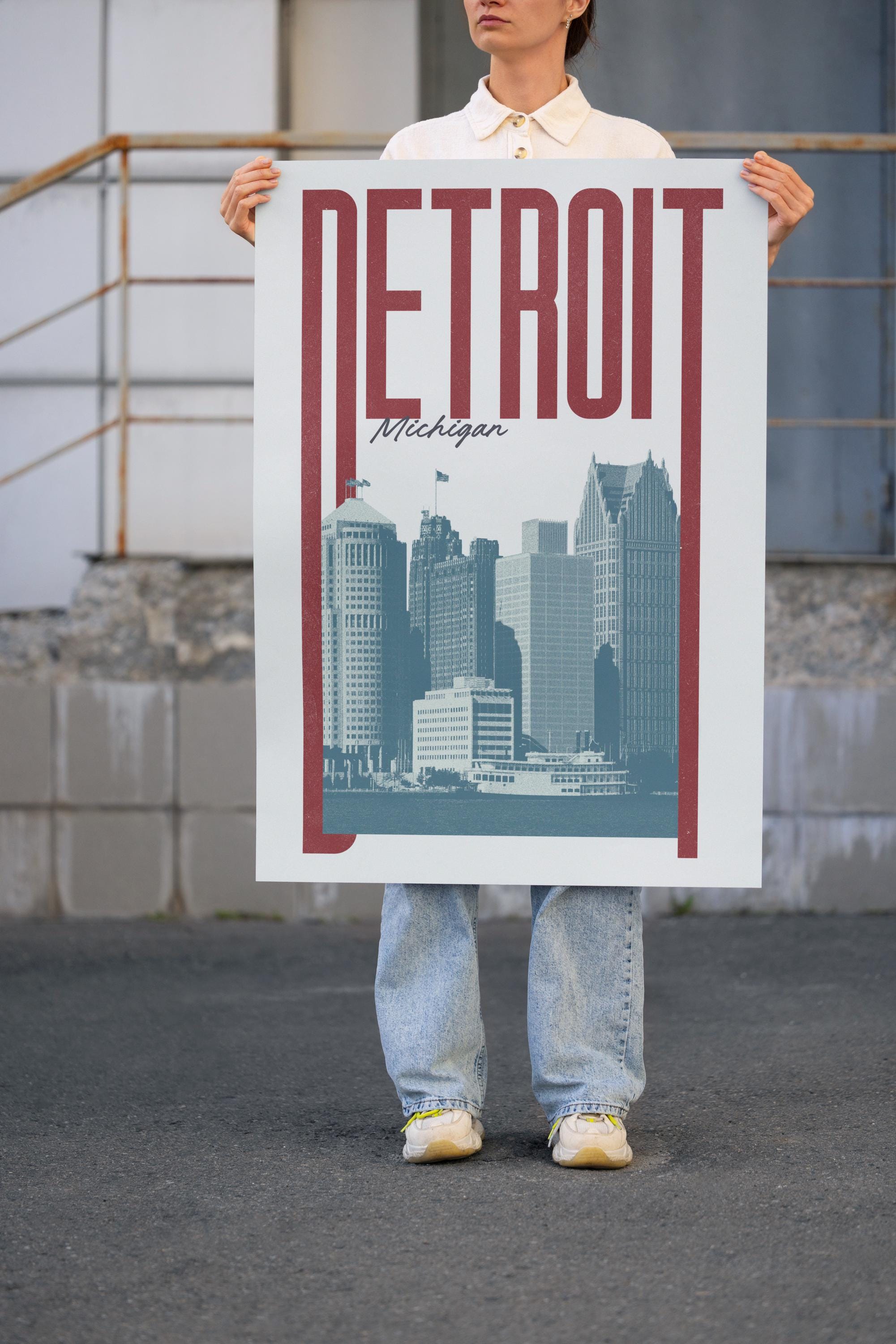 Detroit Wall Art Print, Detroit Poster, Detroit Art Print, Detroit ...