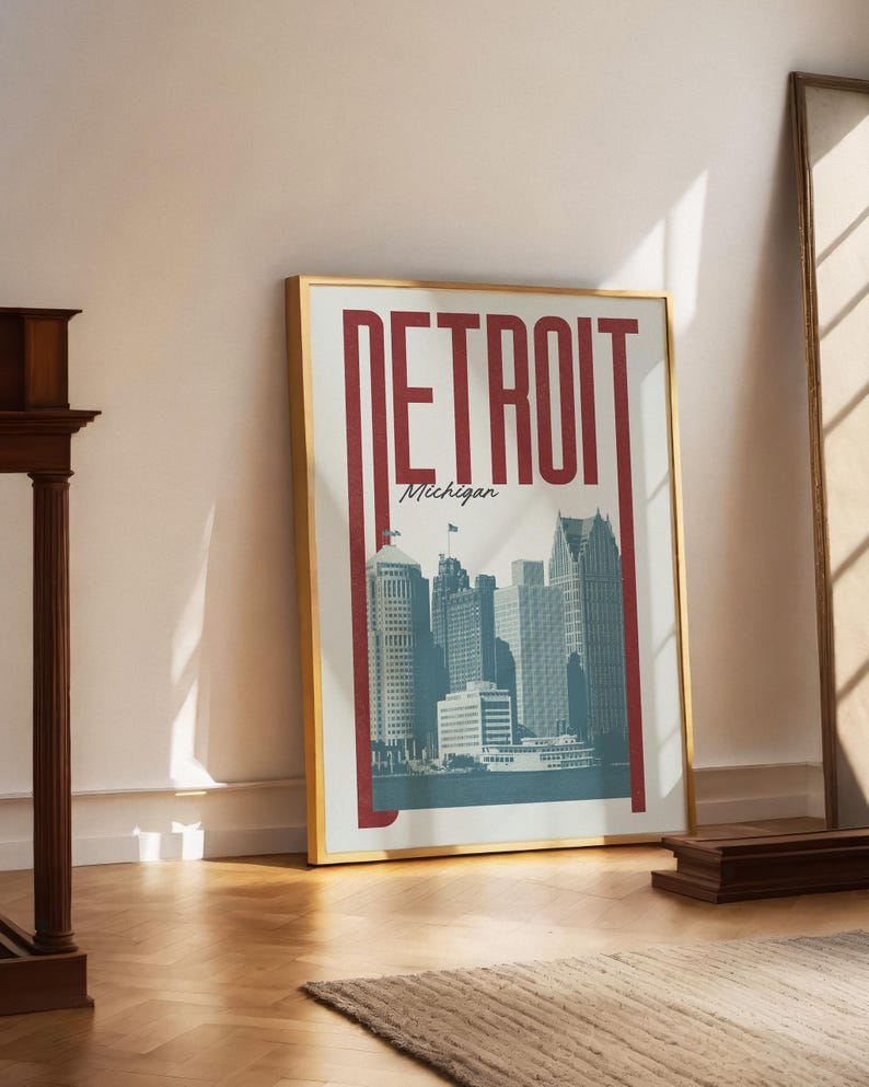 Detroit Wall Art Print, Detroit Poster, Detroit Art Print, Detroit ...
