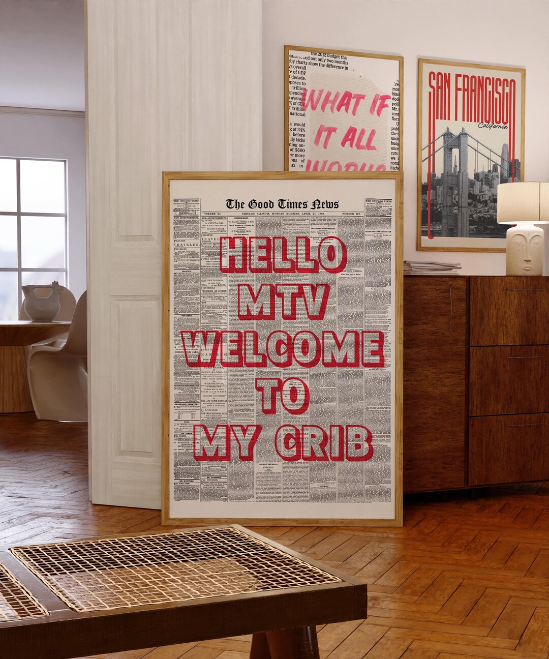 Hello MTV Newspaper Print: Retro Typography Poster (digital Download ...