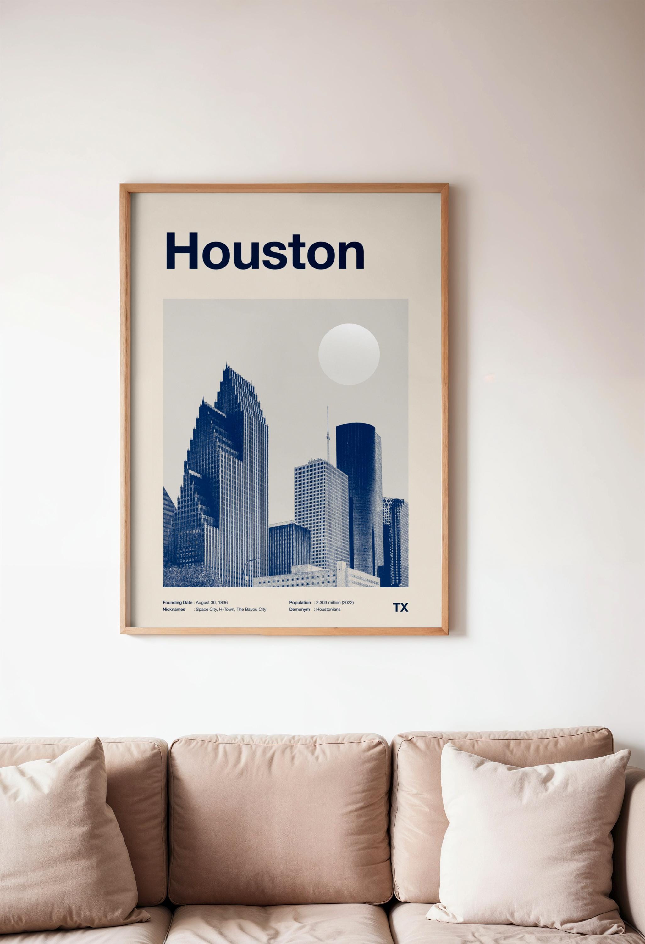 Houston Wall Art Print, Houston Poster, Houston Art Print, Houston ...