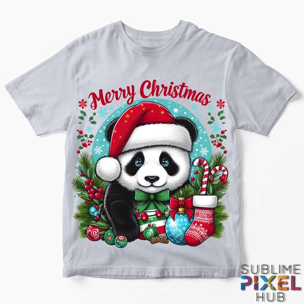 Christmas Panda V1 Png, Png Files, Clipart, Panda Bear, Christmas ...