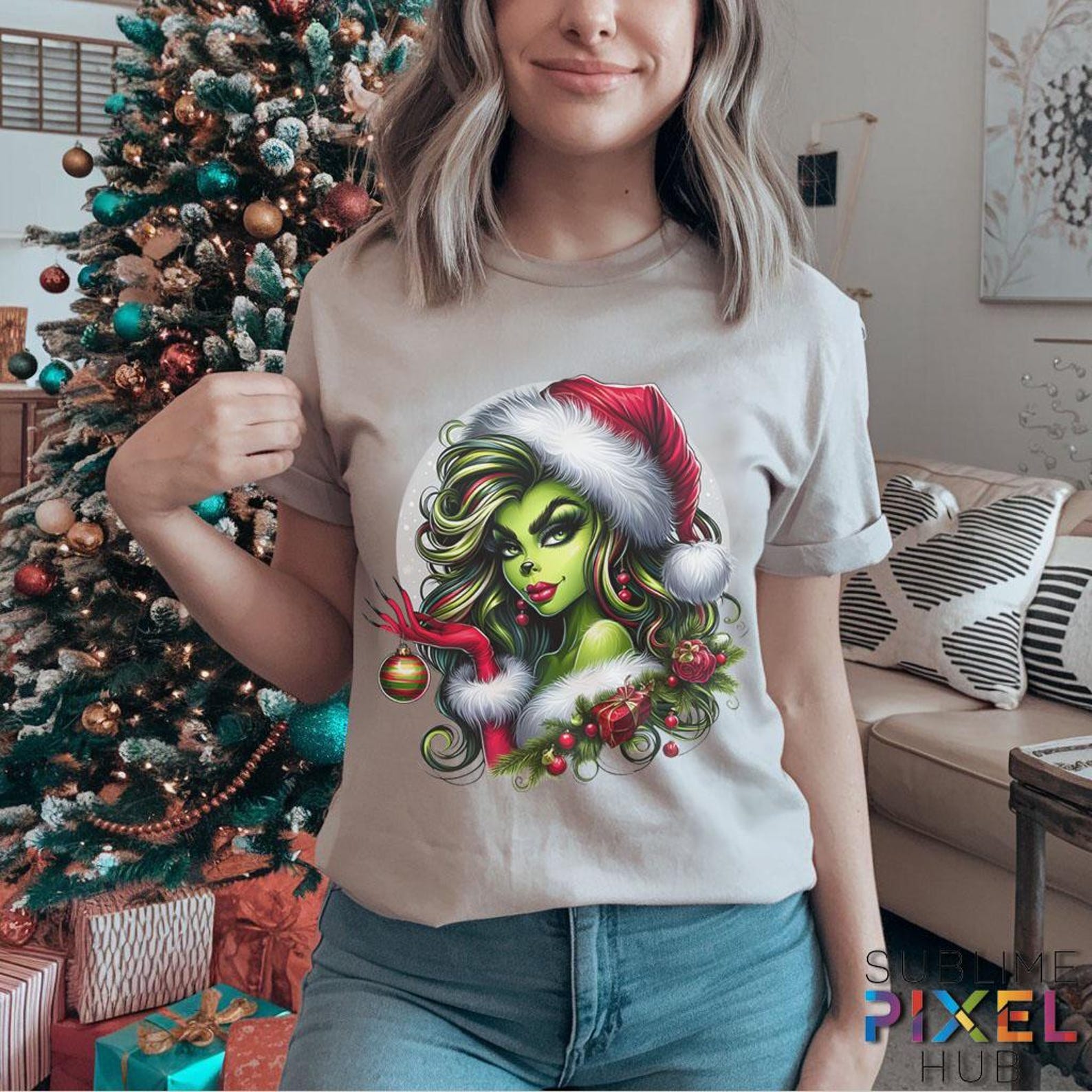 Christmas Clipart for Ladies V3 Png, Png Files, Clipart, Grinch, Ladies ...