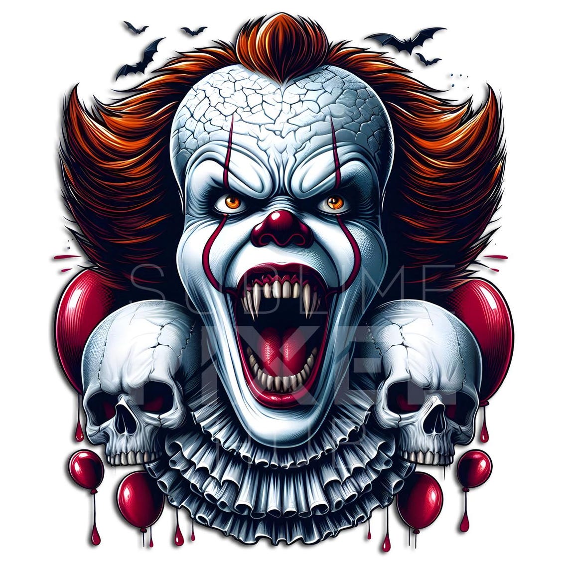 Pennywise With Skulls Png, Png Files, Clipart, Halloween, Pennywise ...
